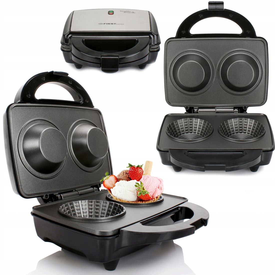 WAFLOWNICA 600W do wypieku wafli do lodów deserów – 150327454 - ERLI.pl