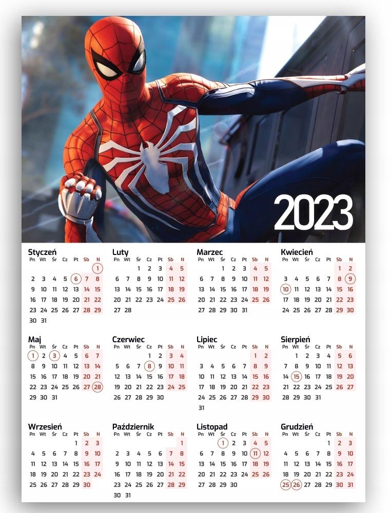 KALENDARZ PLAKATOWY A2 PDM SPIDERMAN 02 2023 - ERLI.pl