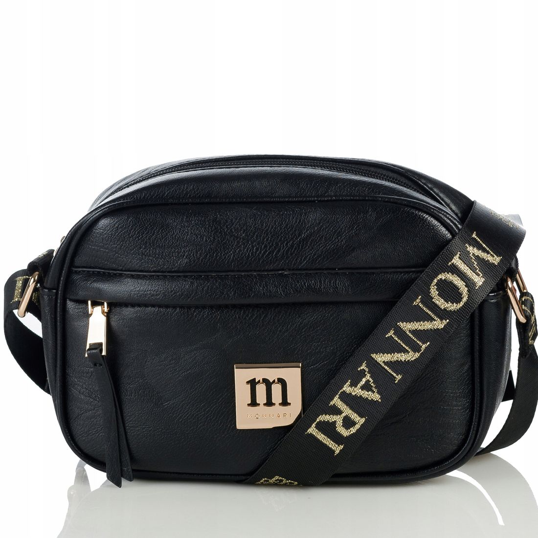 MONNARI Torebka na ramię Damska LISTONOSZKA Łódka Czarna PASEK Casualowa - ERLI.pl