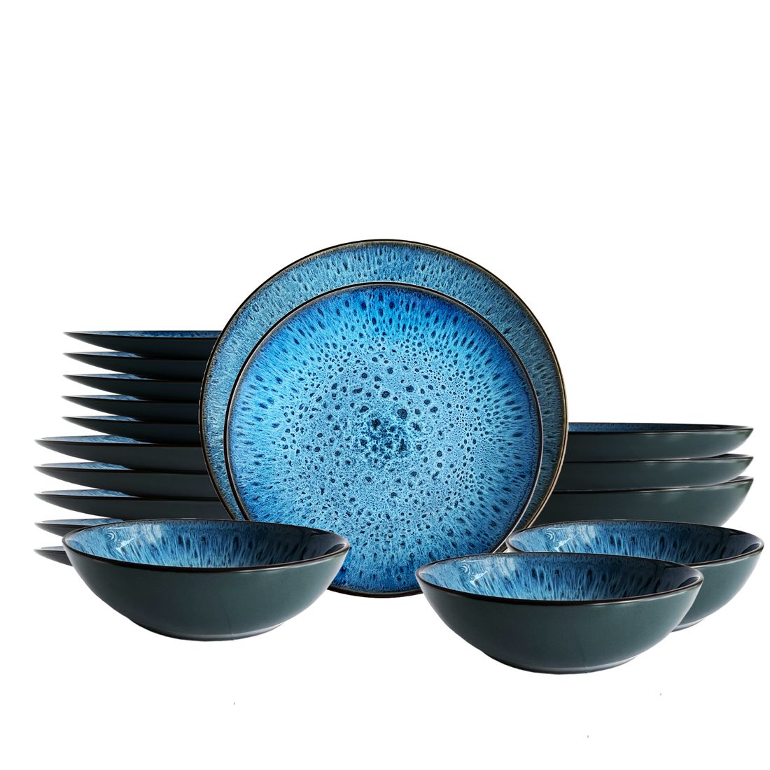 SERWIS OBIADOWY NA 6 OSÓB KOMPLET TALERZE ZESTAW OBIADOWY NIEBIESKI ...