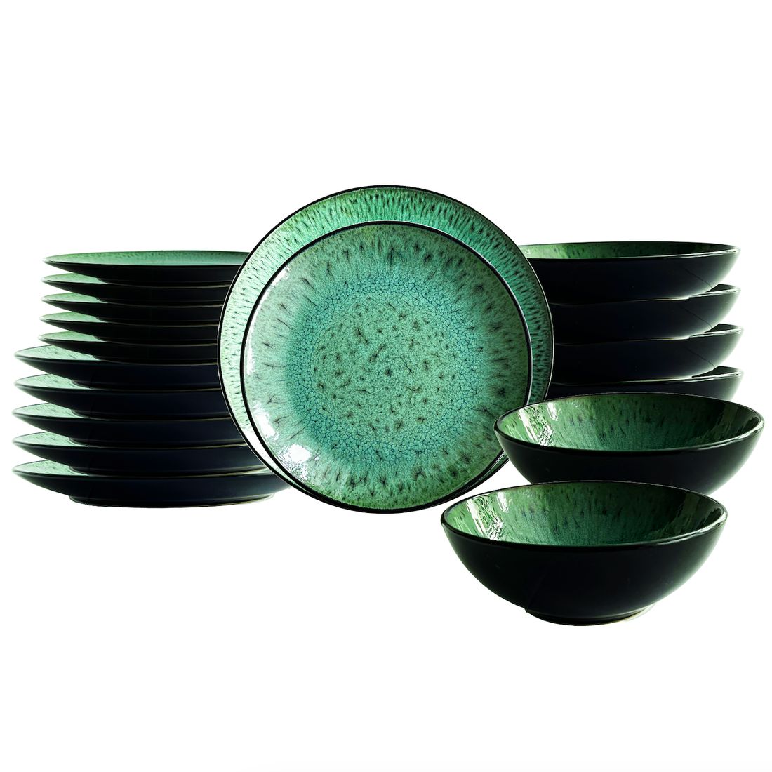 SERWIS OBIADOWY NA 6 OSÓB KOMPLET TALERZE ZESTAW OBIADOWY ZIELONY - ERLI.pl