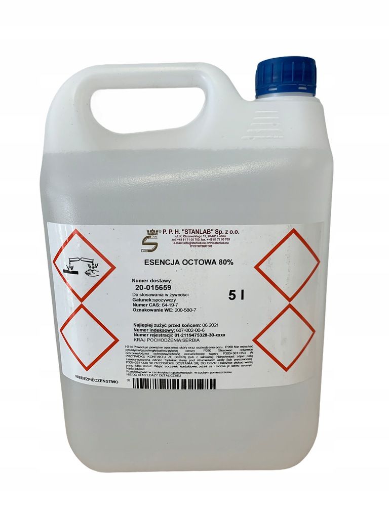 KWAS OCTOWY ESENCJA OCTOWA 80% 5L - ERLI.pl