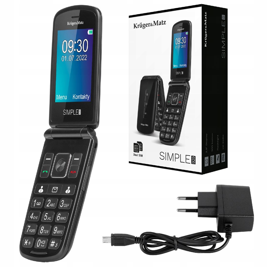 TELEFON KOMÓRKOWY NA KARTĘ DLA SENIORA Z KLAPKĄ - ERLI.pl