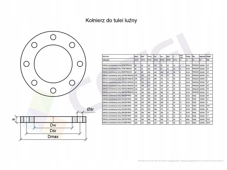 Kołnierz do tulei luźny ocynkowany DN 400/400 PN10 - ERLI.pl