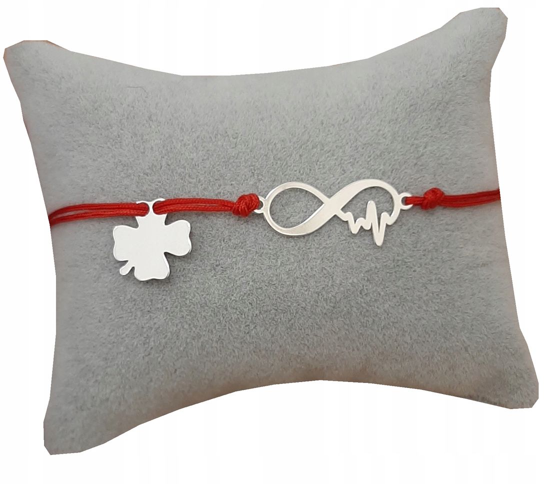 Bransoletka sznurkowa ekg infinity koniczynka GRAWER – 150949029 - ERLI.pl