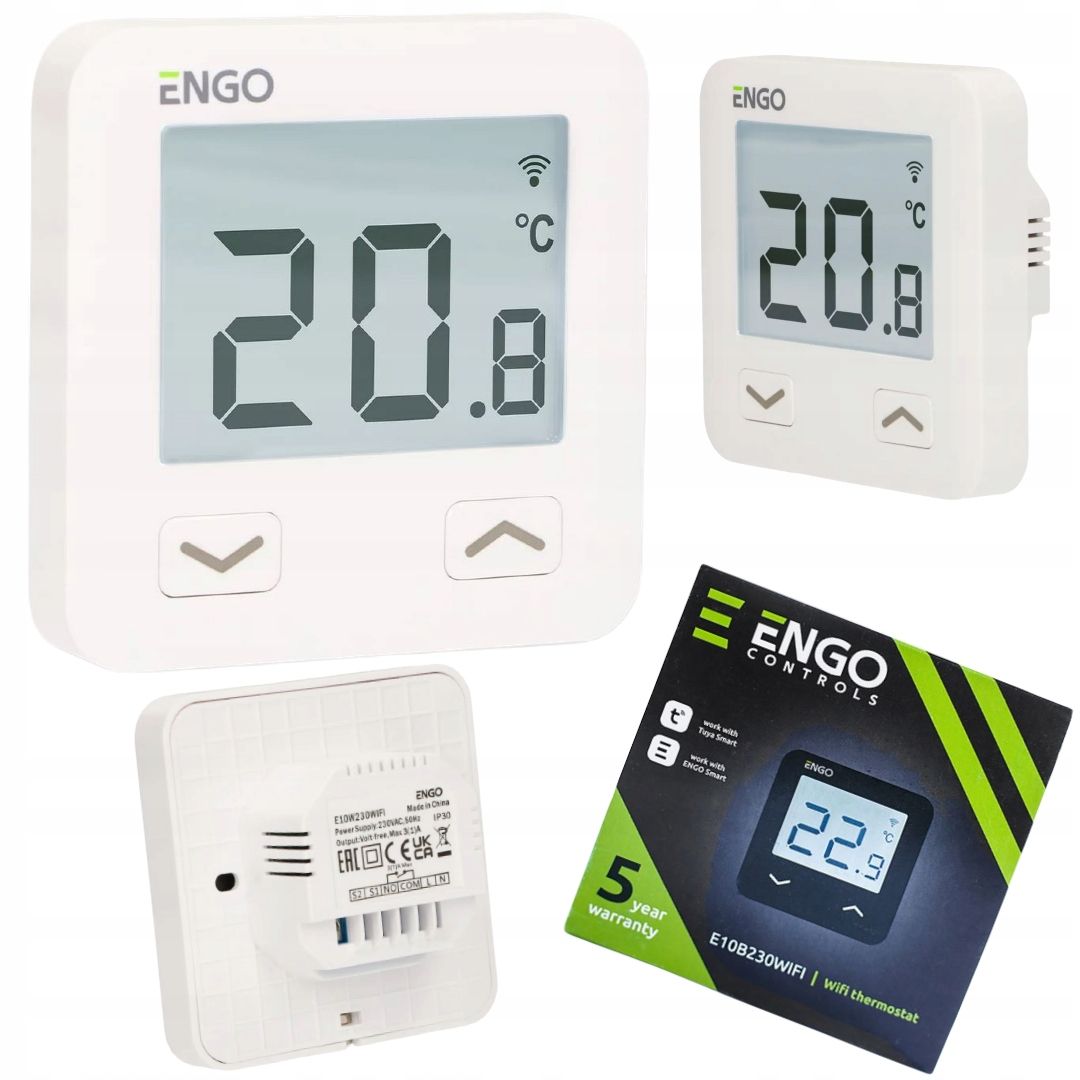 REGULATOR TEMPERATURY WIFI STEROWNIK ENGO TERMOSTAT PODTYNKOWY E10 - ERLI.pl