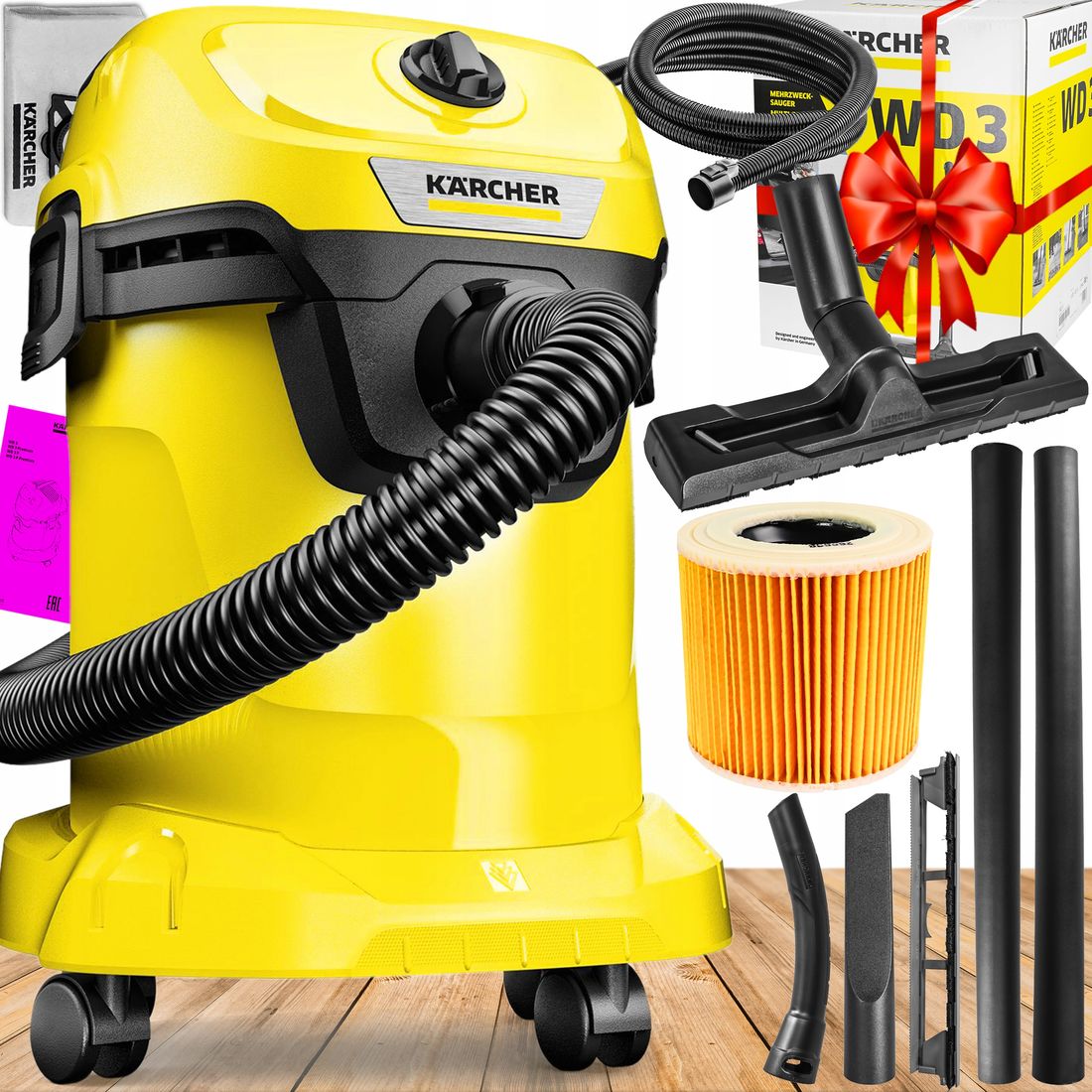 ODKURZACZ PRZEMYSŁOWY KARCHER WD 3 MOC TURBO 1400W - ERLI.pl