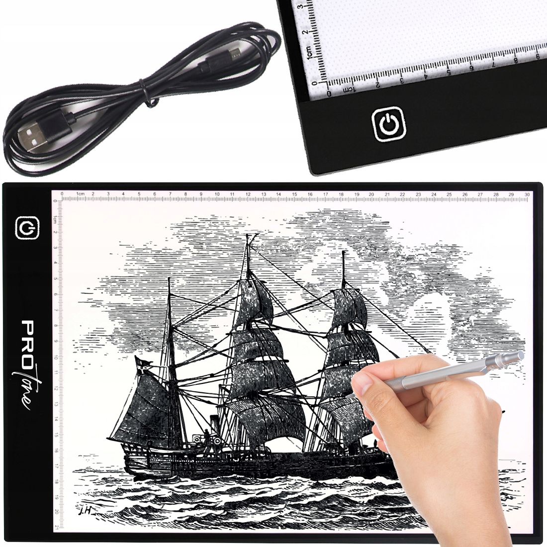 Deska kreślarska DO RYSOWANIA SZKIC KALKA LED A4 - ERLI.pl