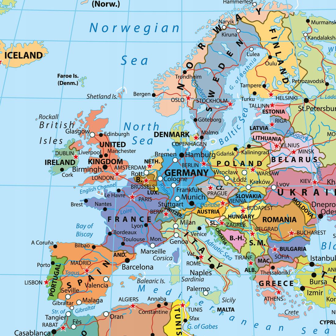 Plakat Polityczna MAPA ŚWIATA Kontynenty 93x62 - ERLI.pl