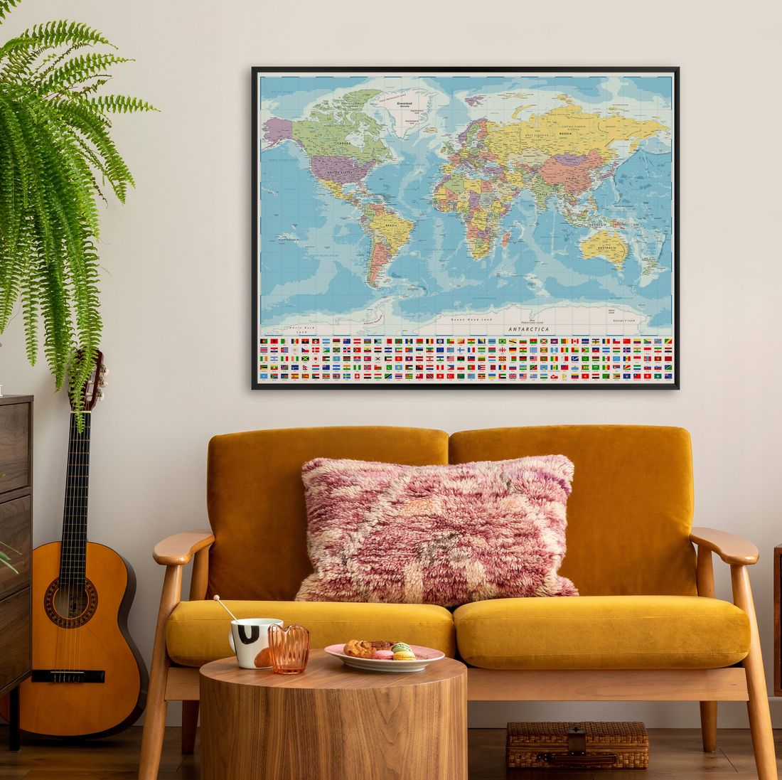 Plakat MAPA Świata Polityczna Kontynenty 93x62 – 151395552 - ERLI.pl