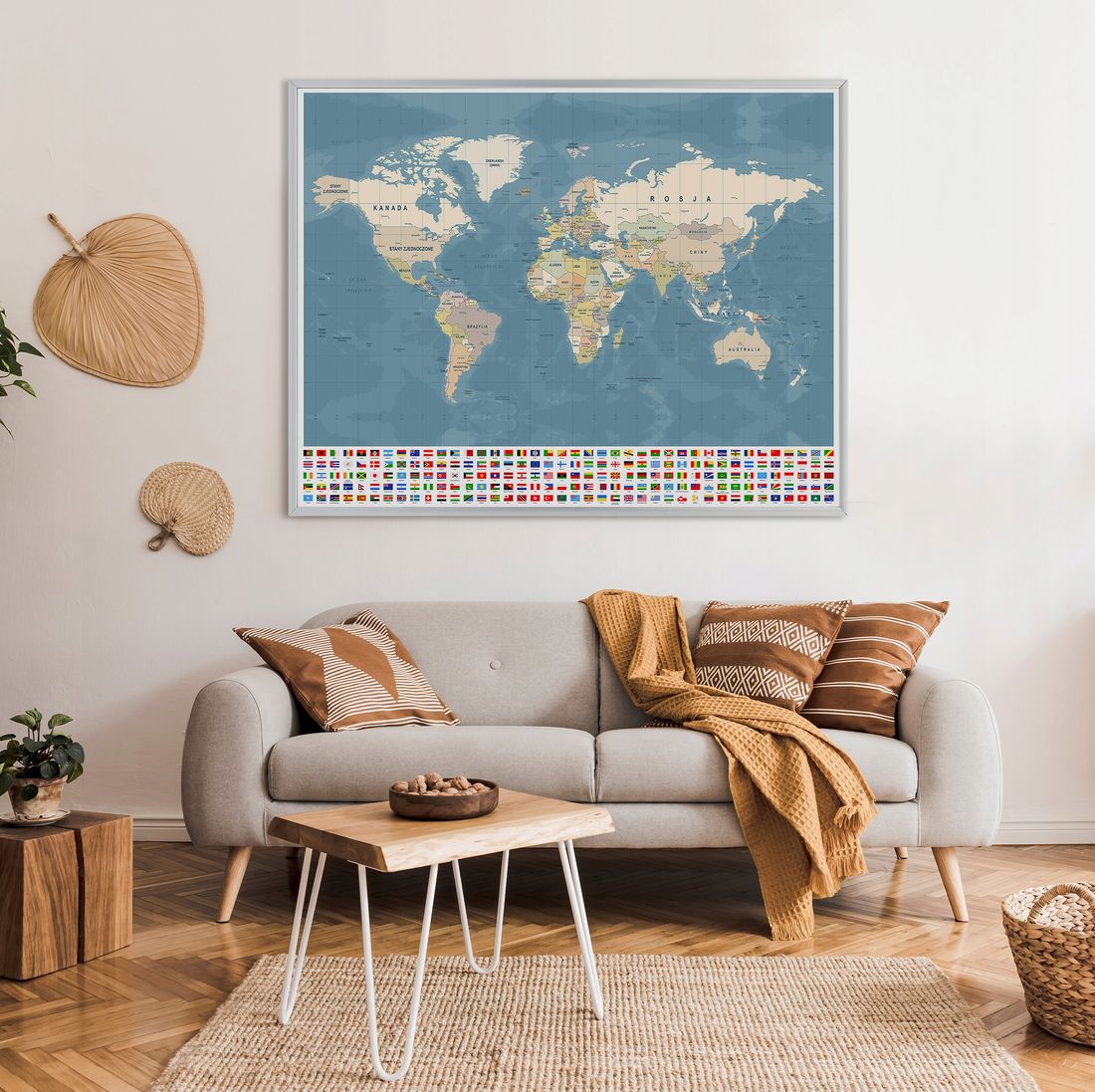 Plakat MAPA Świata Po Polsku Na Ścianę 93x62 – 151395567 - ERLI.pl