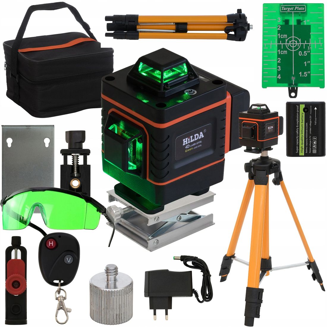 POZIOMICA LASEROWA 360° LASER KRZYŻOWY 4D + STATYW - ERLI.pl