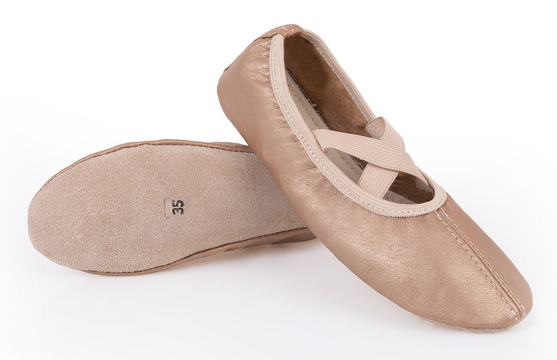 BALETKI DO TAŃCA BALETU RYTMIKA ZŁOTE SKÓRZANE 30 - ERLI.pl