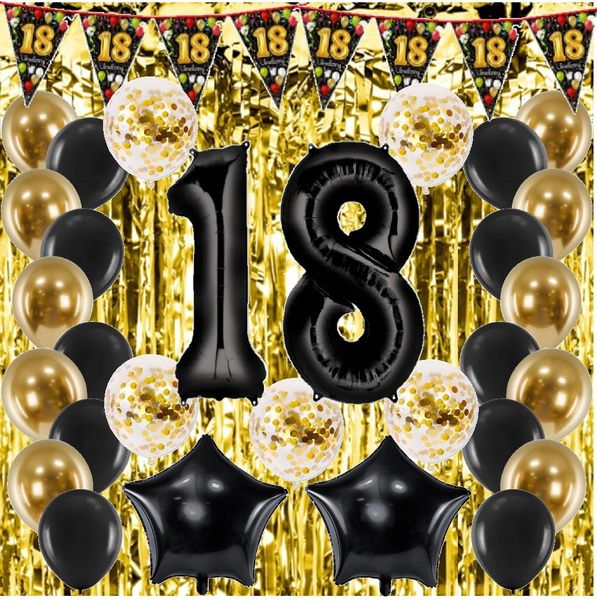 Zestaw BALONY Dekoracji na 18 URODZINY Kurtyna XXL - ERLI.pl