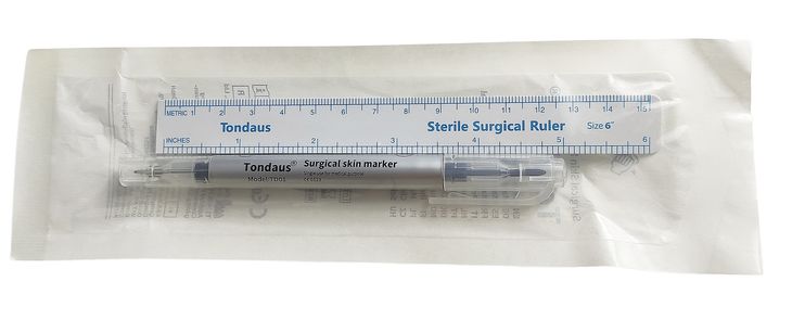 Marker chirurgiczny skórny TONDAUS, sterylny, skala pomiarowa 6 cali/15 ...