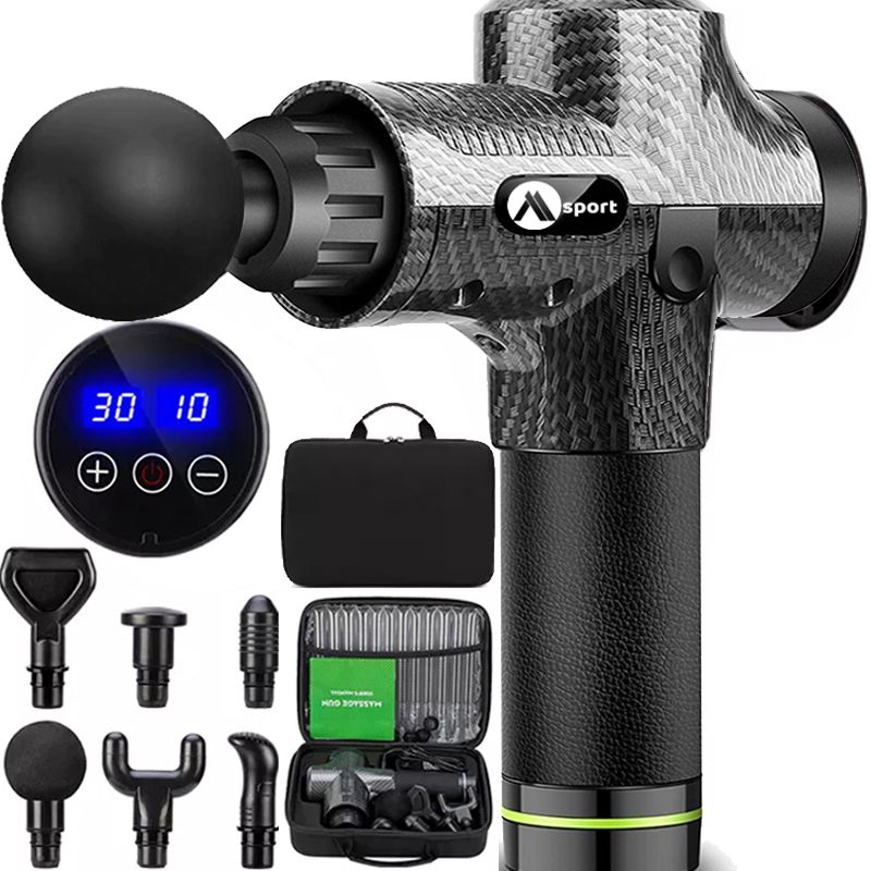 MOCNY PISTOLET DO MASAŻU KARKU CIAŁA MASAŻER CARBON GUN + ZESTAW ...