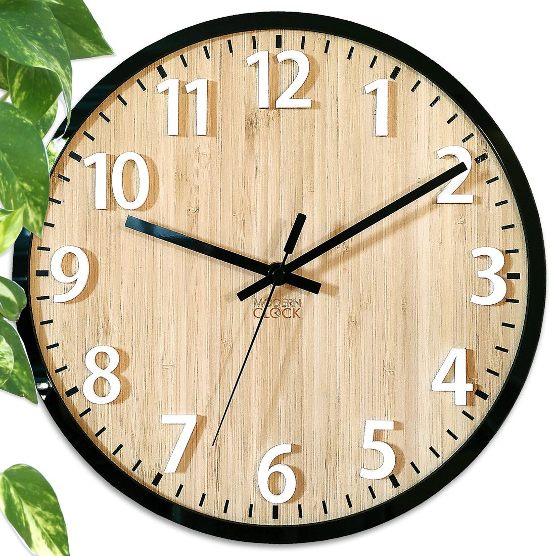 Zegar ścienny DIANA cichy czytelny Bambus Loft - ERLI.pl