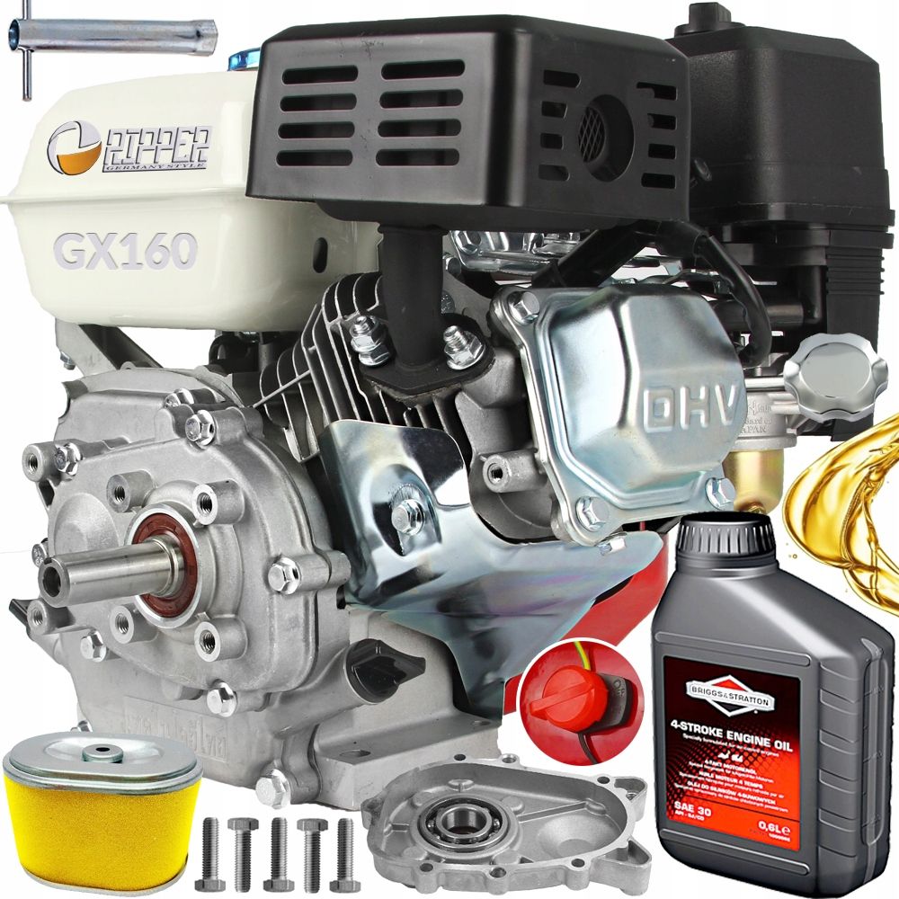 SILNIK SPALINOWY GX160 REDUKTOR 1/2 7KM 20MM +OLEJ - ERLI.pl