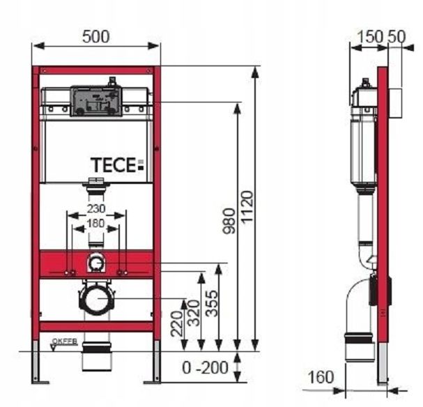 TECE BASE STELAŻ WC H112 9400407 WSPORNIKI 9380300 - ERLI.pl