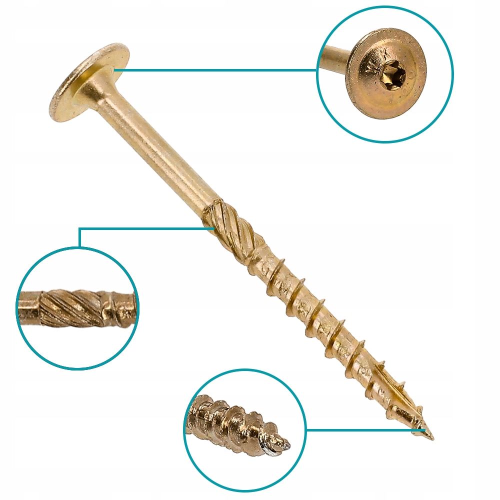 Wkręty ciesielskie Talerzowe do drewna TORX 6x100 - ERLI.pl