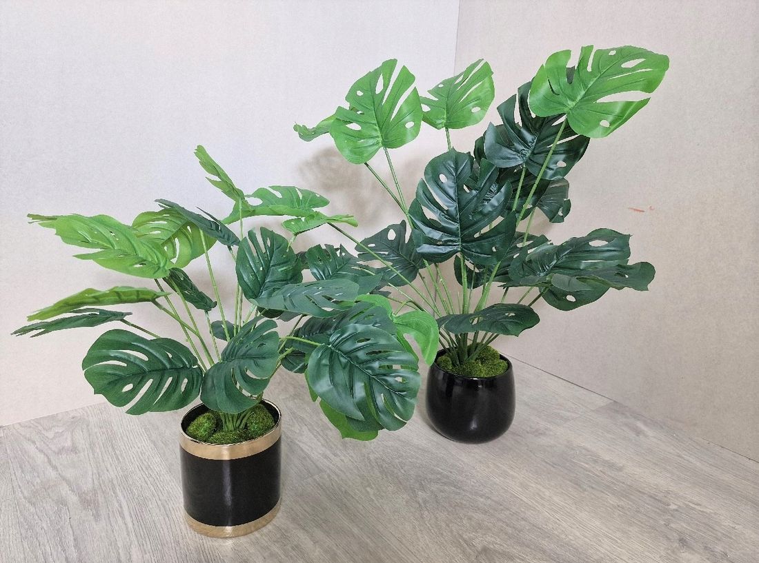 SZTUCZNE KWIATY LIŚCIE MONSTERY MONSTERA BUKIET – 153185677 - ERLI.pl