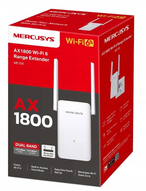 Wzmacniacz sygnału Wi-Fi 6 Mercusys ME70X - ERLI.pl Wzmacniacz sygnału Wi-Fi 6 Mercusys ME70X - ERLI.pl