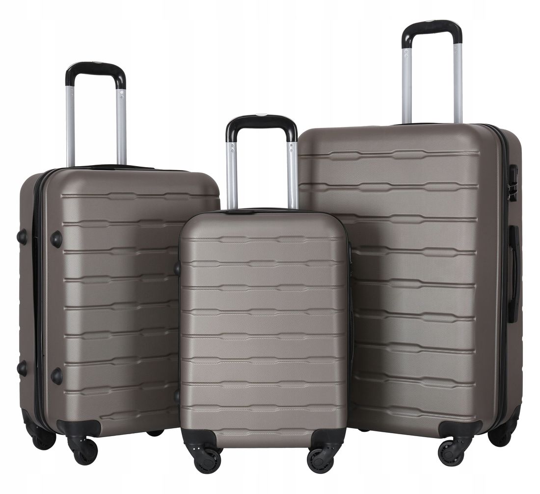 KOMPLET WALIZEK 4 KÓŁKACH WALIZKI ZESTAW Bagaż 3w1 K02 Dark Grey - ERLI.pl