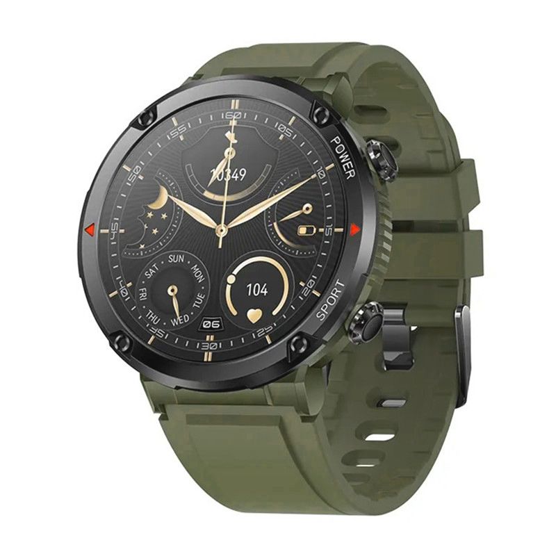 SMARTWATCH MĘSKI DUŻY MILITARNY KHAKI 1,6" ROZMOWY POJEMNA BATERIA ...