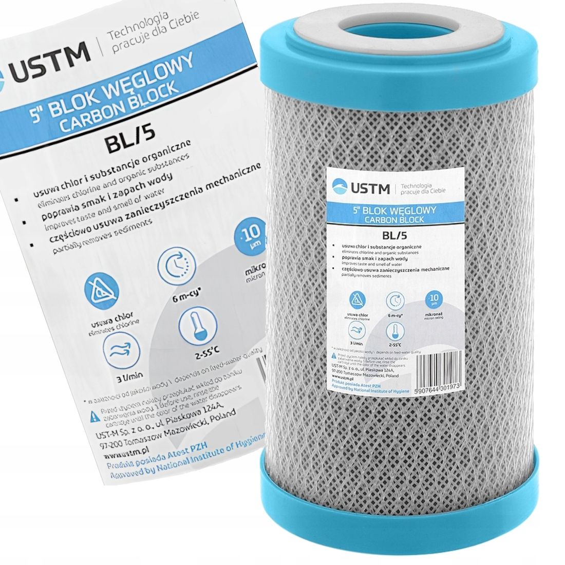 FILTR DO WODY BLOK WĘGLOWY 5'' WKŁAD WĘGLOWY USTM - ERLI.pl
