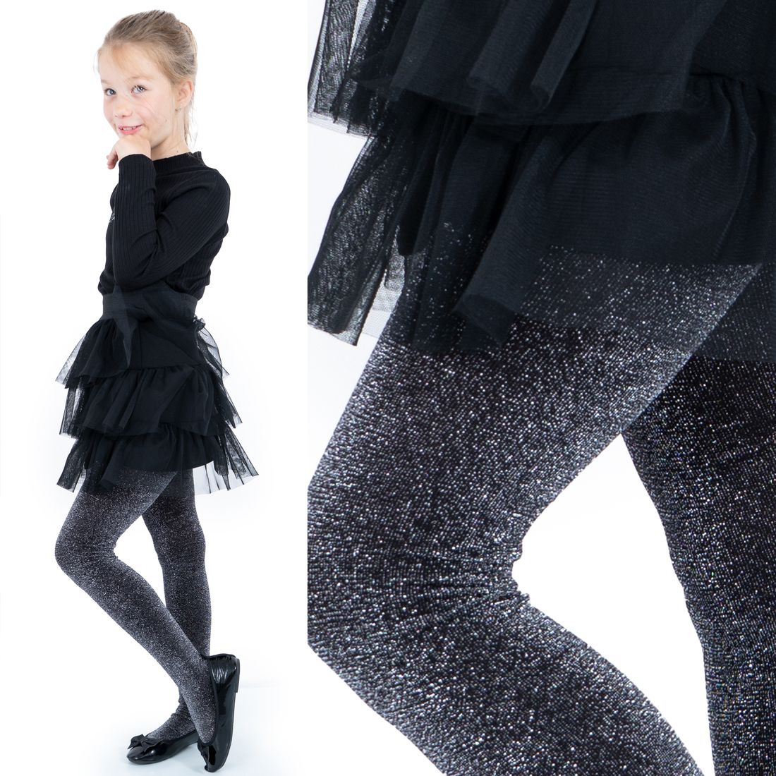 Rajstopy dziewczęce BROKATOWE rajstopki BŁYSZCZĄCE FENOME - ERLI.pl