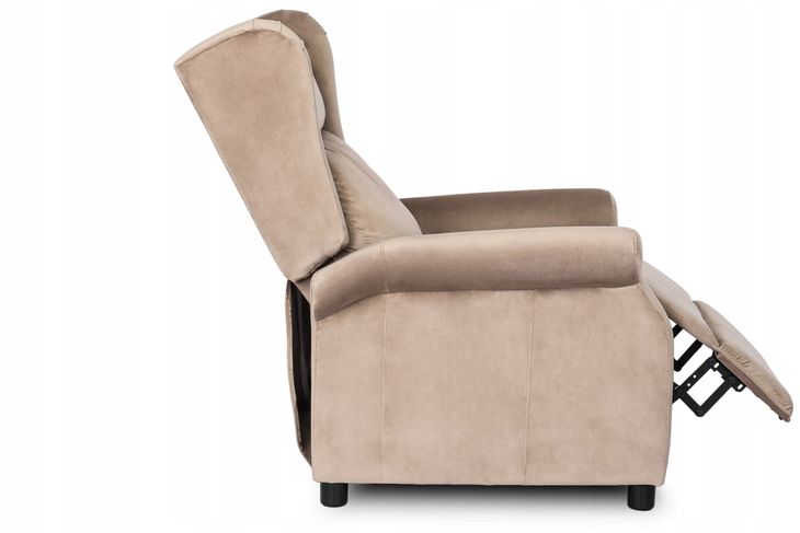 Fotel Uszak Beżowy Welurowy Rozkładany Wygodny Welur Velvet SIMON - ERLI.pl