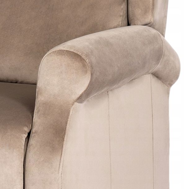 Fotel Uszak Beżowy Welurowy Rozkładany Wygodny Welur Velvet SIMON - ERLI.pl