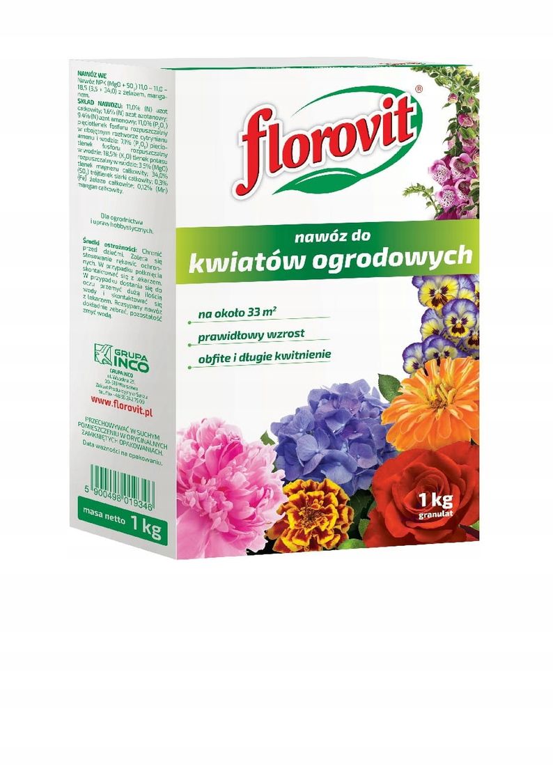 Florovit nawóz wieloskładnikowy do kwiatów ogrodowych karton 1kg - ERLI.pl