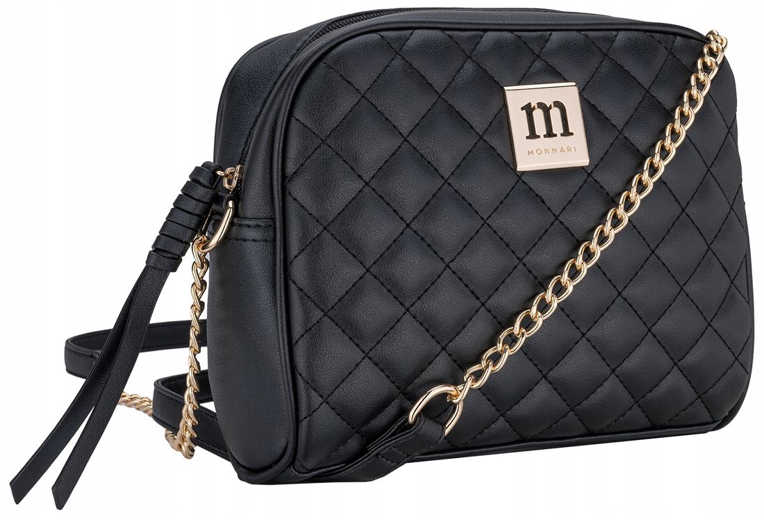 TOREBKA LISTONOSZKA MONNARI CZARNA CHANELKA LOGO - ERLI.pl