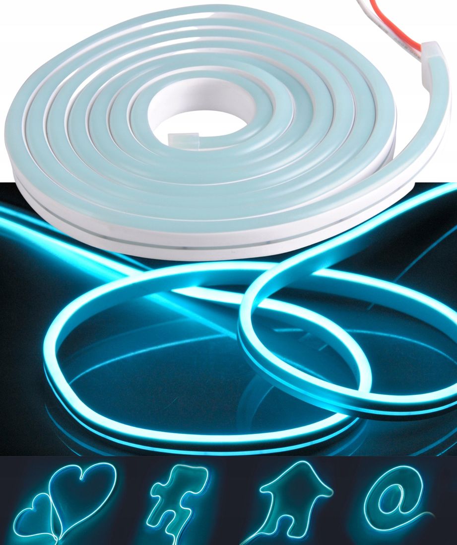 Pasek taśma NEON LED 12V 2m IP65 barwa niebieska – 156043469 - ERLI.pl