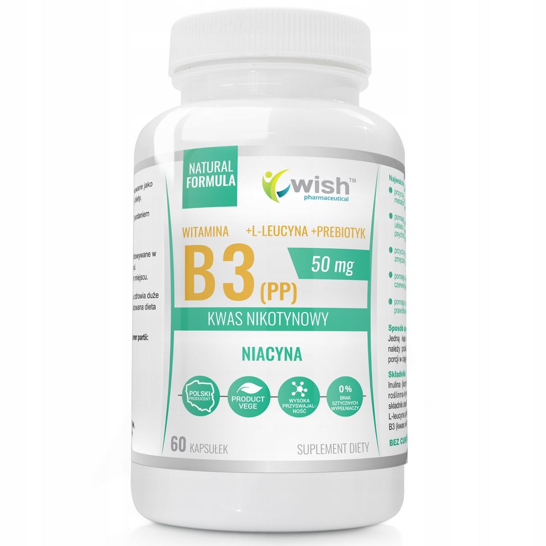 NIACYNA WITAMINA PP B3 50mg KWAS NIKOTYNOWY - ERLI.pl