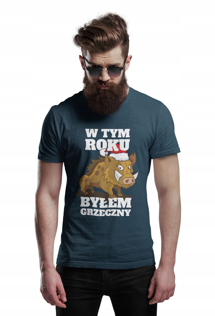 ŚMIESZNA KOSZULKA ŚWIĄTECZNA POD CHOINKĘ DLA FACETA DZIK + TORBA NA ...