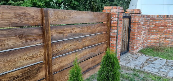 Ogrodzenie z Drewna Betonowego Przęsło Imitacja – 156661268 - ERLI.pl