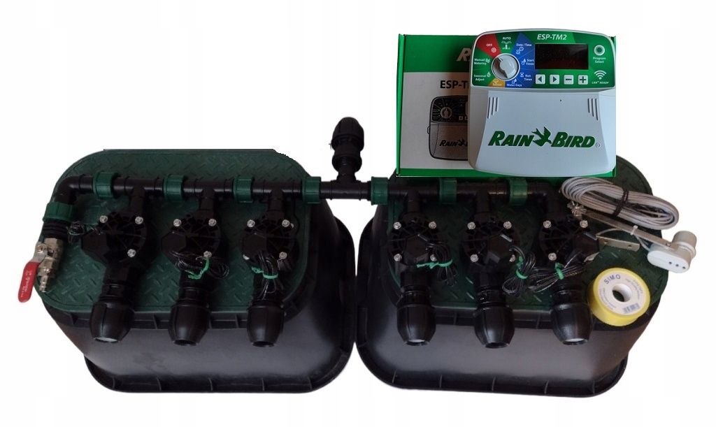 Zestaw system nawodnienia RainBird 6 sekcji gotowy STEROWNIK wewnętrzny TM2 – 156835764 - ERLI.pl