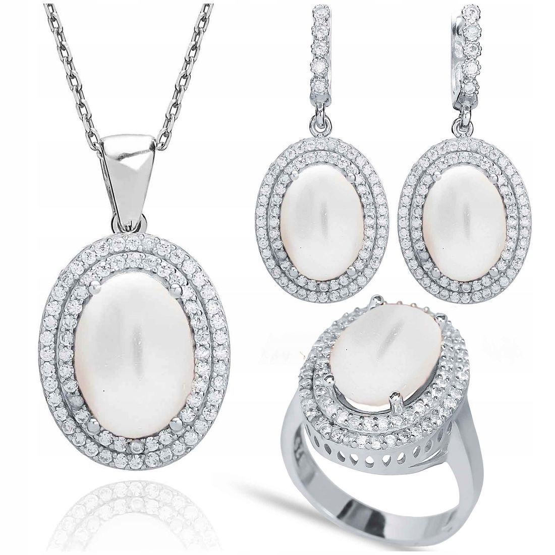 SREBRNA BIŻUTERIA DAMSKA + PUDEŁKO JUBILERSKIE – 157100316 - ERLI.pl