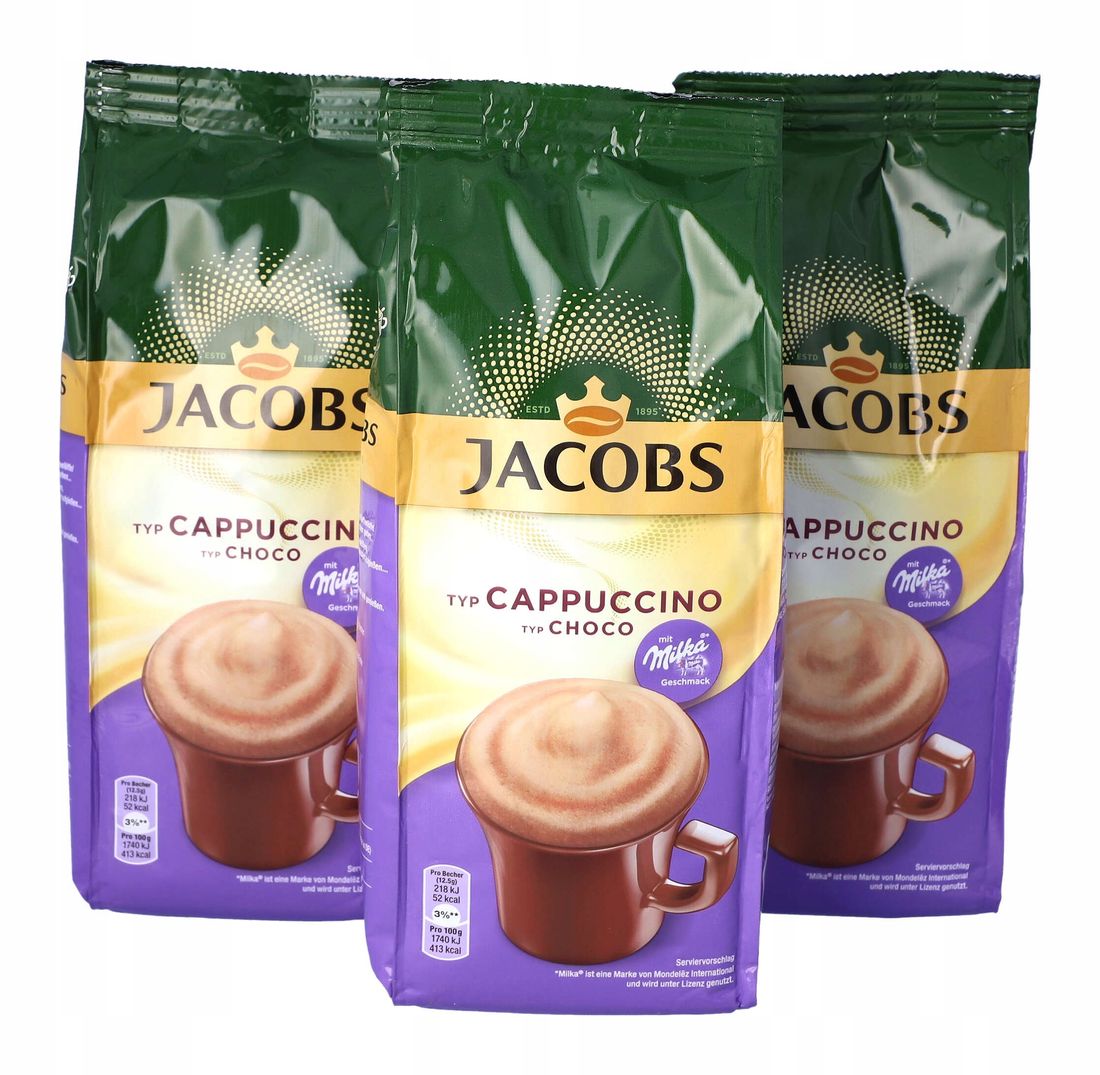 3 x Kawa Cappuccino Jacobs Milka CHOCO 500g DE - ERLI.pl