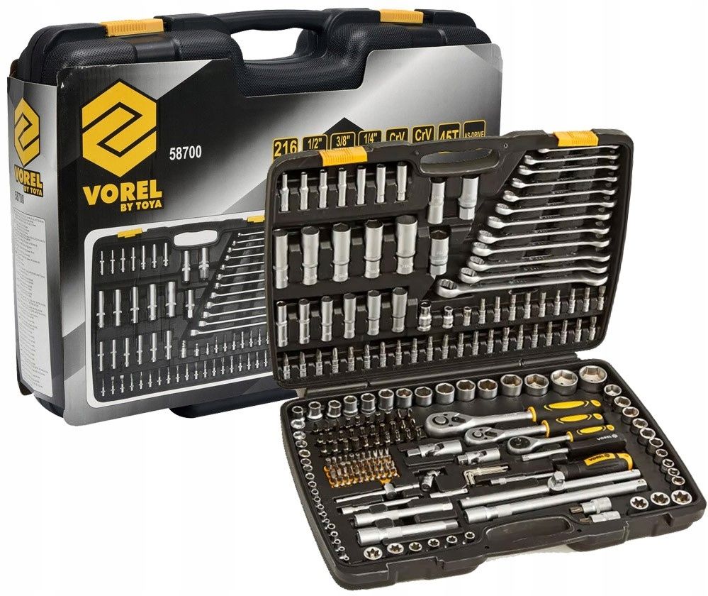 Zestaw narzędzi VOREL 58700 216 el Grzechotki XXL - ERLI.pl