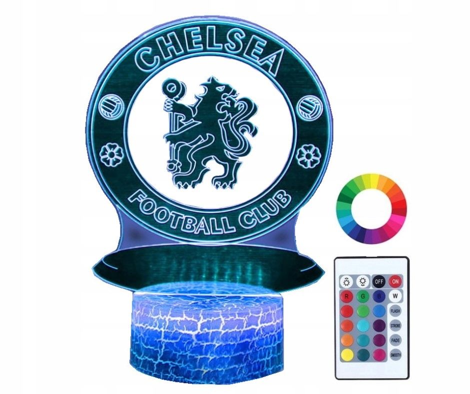 LAMPKA NOCNA DLA DZIECI CHELSEA LOGO HERB LED 3D - ERLI.pl