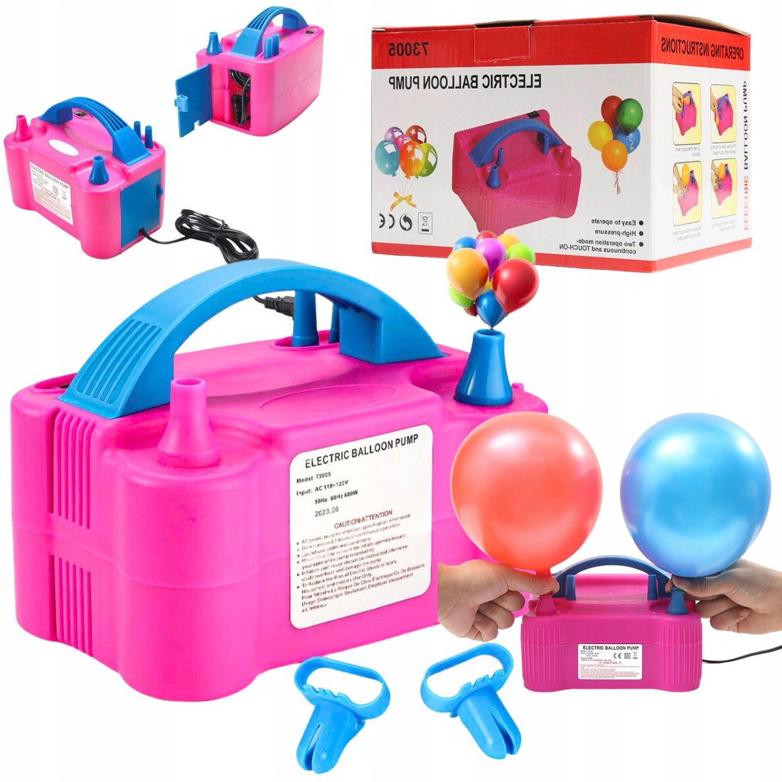 Pompka do Balonów Elektryczna Mocna + 2x Wiązadło - ERLI.pl
