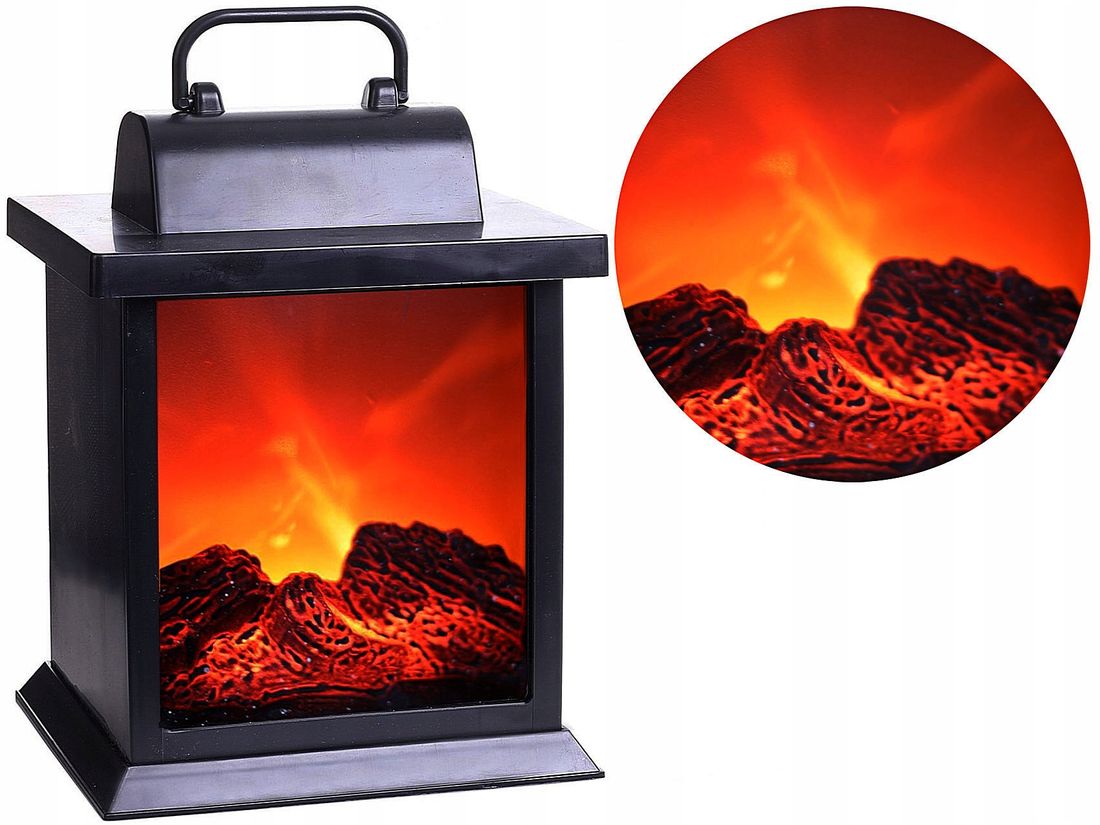 KOMINEK LED LAMPION Z OGNIEM RUCHOMY PŁOMIEŃ 22 cm – 157209619 - ERLI.pl