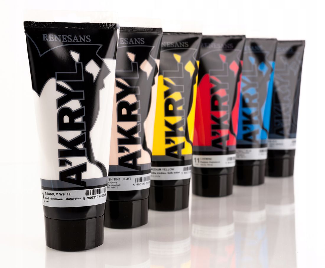 FARBY AKRYLOWE RENESANS 6szt 200ml ZESTAW FARB - ERLI.pl