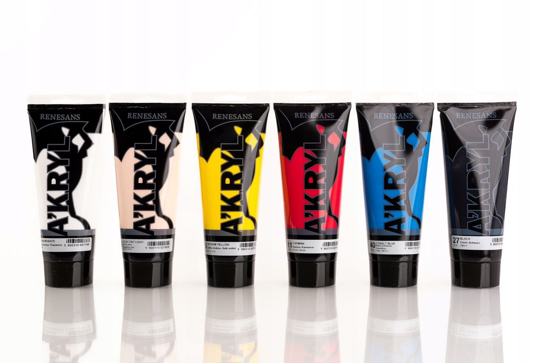 FARBY AKRYLOWE RENESANS 6szt 200ml ZESTAW FARB - ERLI.pl