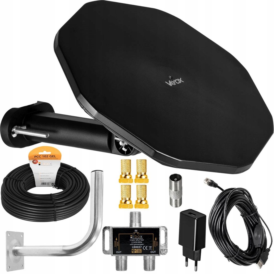 ANTENA DVB-T2 DOOKÓLNA TV NAZIEMNA ZESTAW 2TV +30m - ERLI.pl