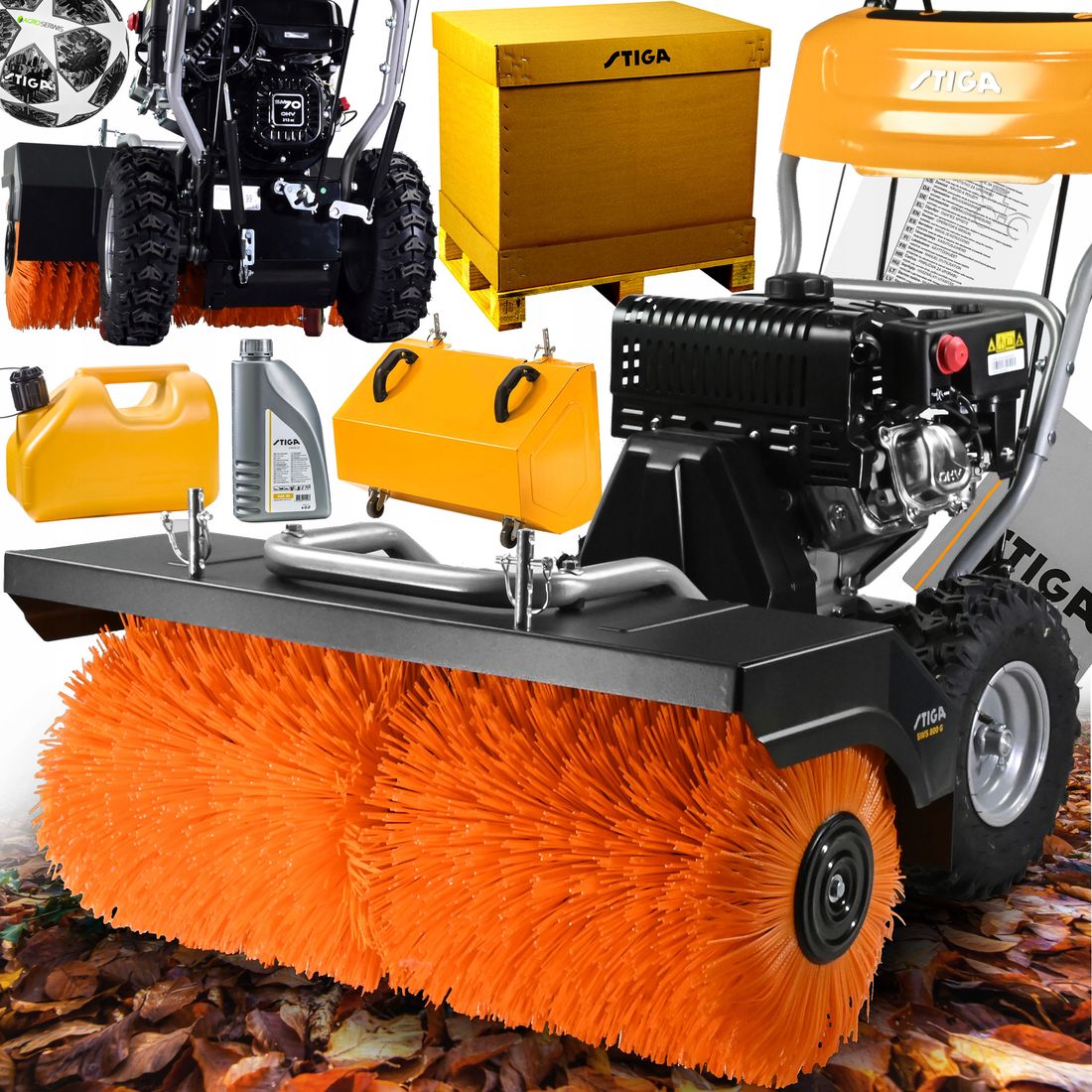 MEGA ZAMIATARKA SPALINOWA STIGA SWS 800G + KOSZ XL - ERLI.pl