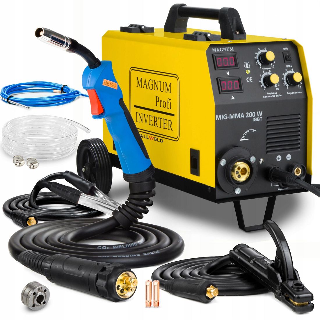 SPAWARKA INWERTOROWA INWERTER MAGNUM MIG 200W MMA IGBT ALU 230V 180A ZESTAW - ERLI.pl